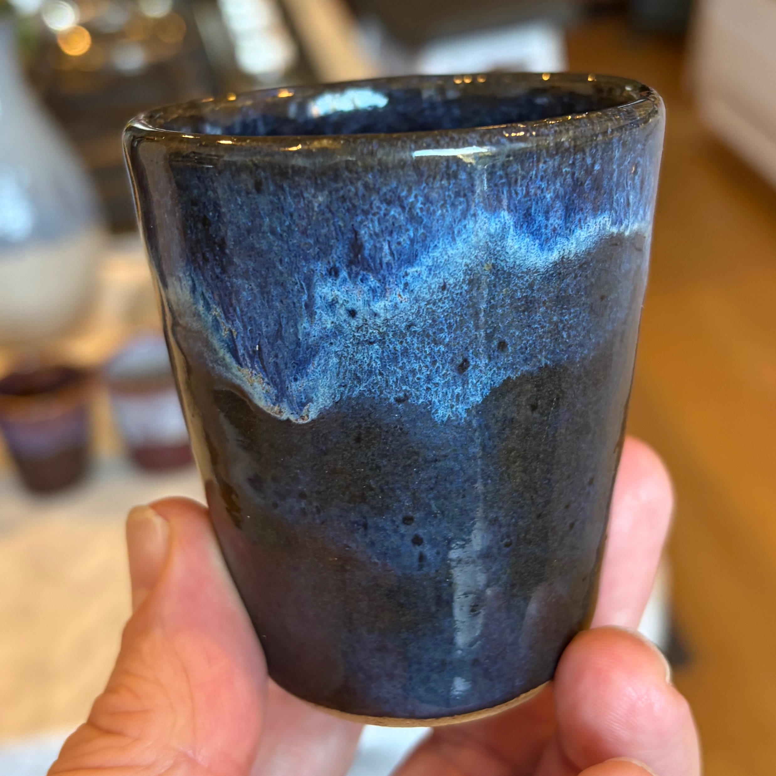Blue rutile and oatmeal over blue midnight | glazeshare