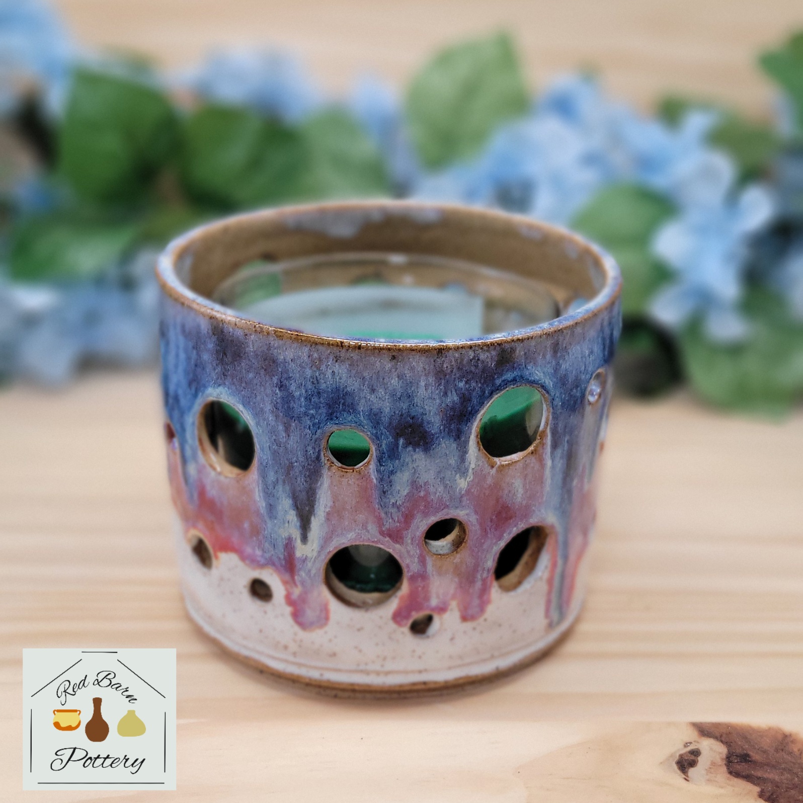 Blue Rutile and Chun Plum over Honey Flux | glazeshare