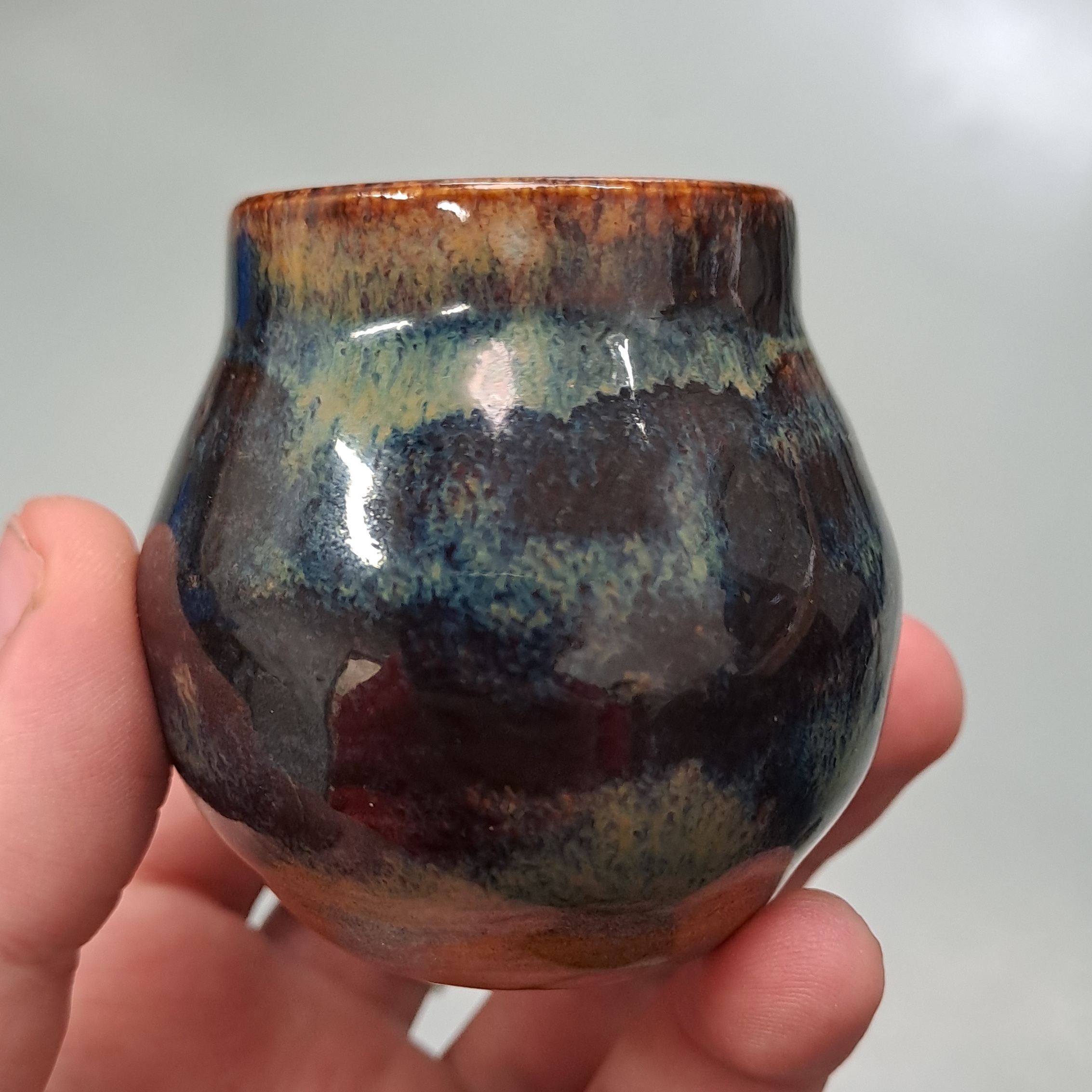Ancient jasper over textured turquoise | glazeshare