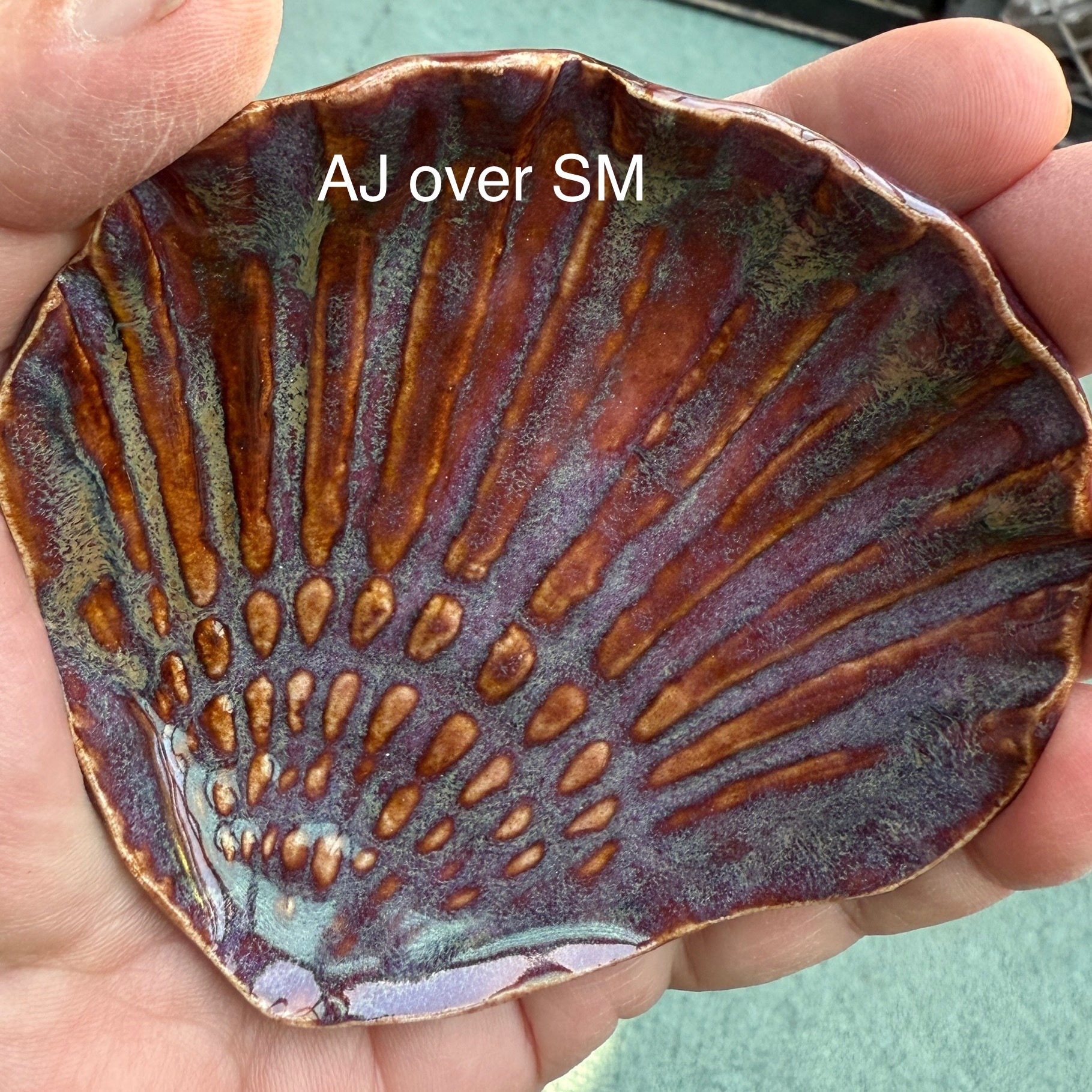 Ancient Jasper over Smokey Merlot | glazeshare