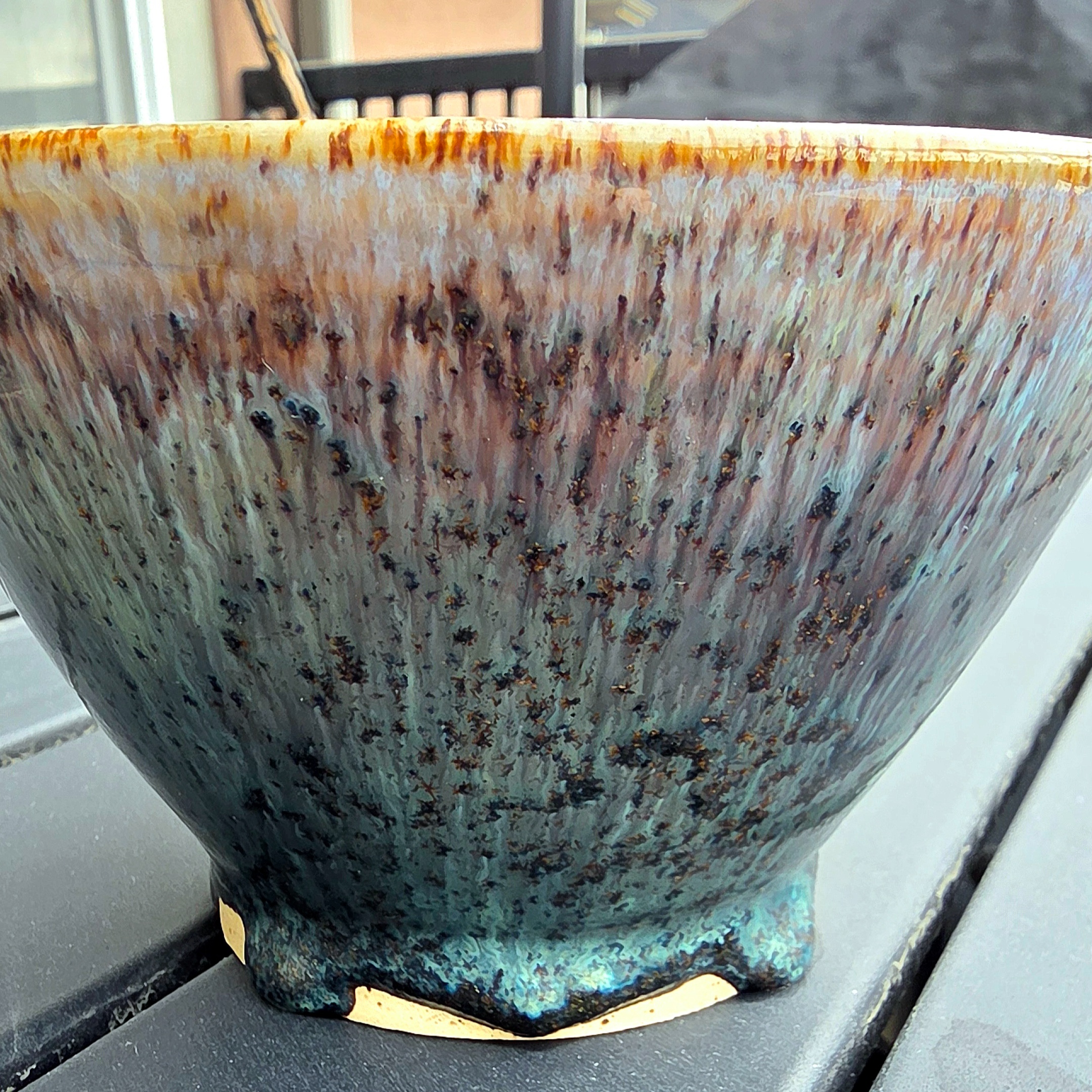 Cosmic Tea Dust over Blue Rutile over Honey Flux | glazeshare