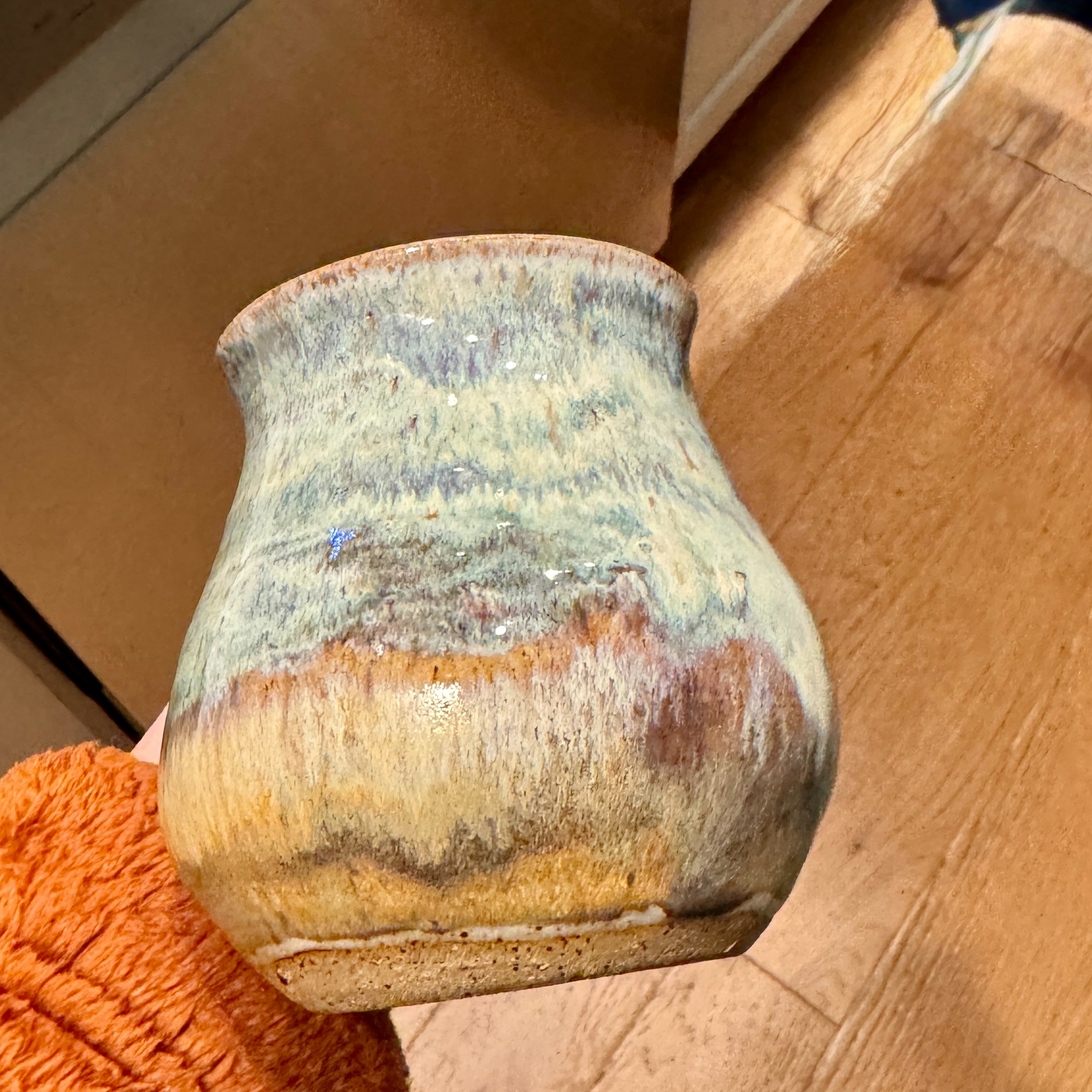 Iron Luster over Alabaster and Honey Flux | glazeshare