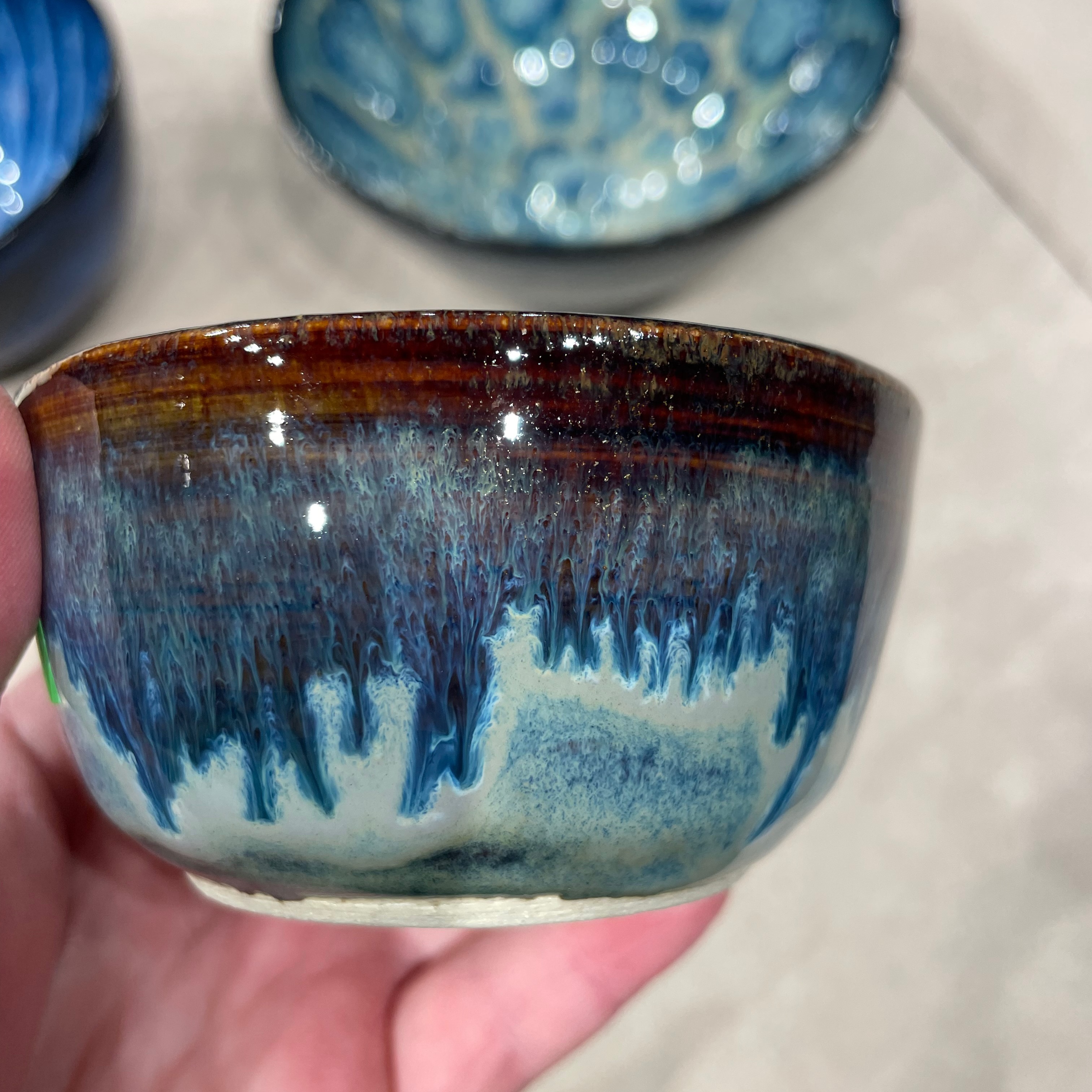 Blue rutile x ancient jasper x oatmeal | glazeshare