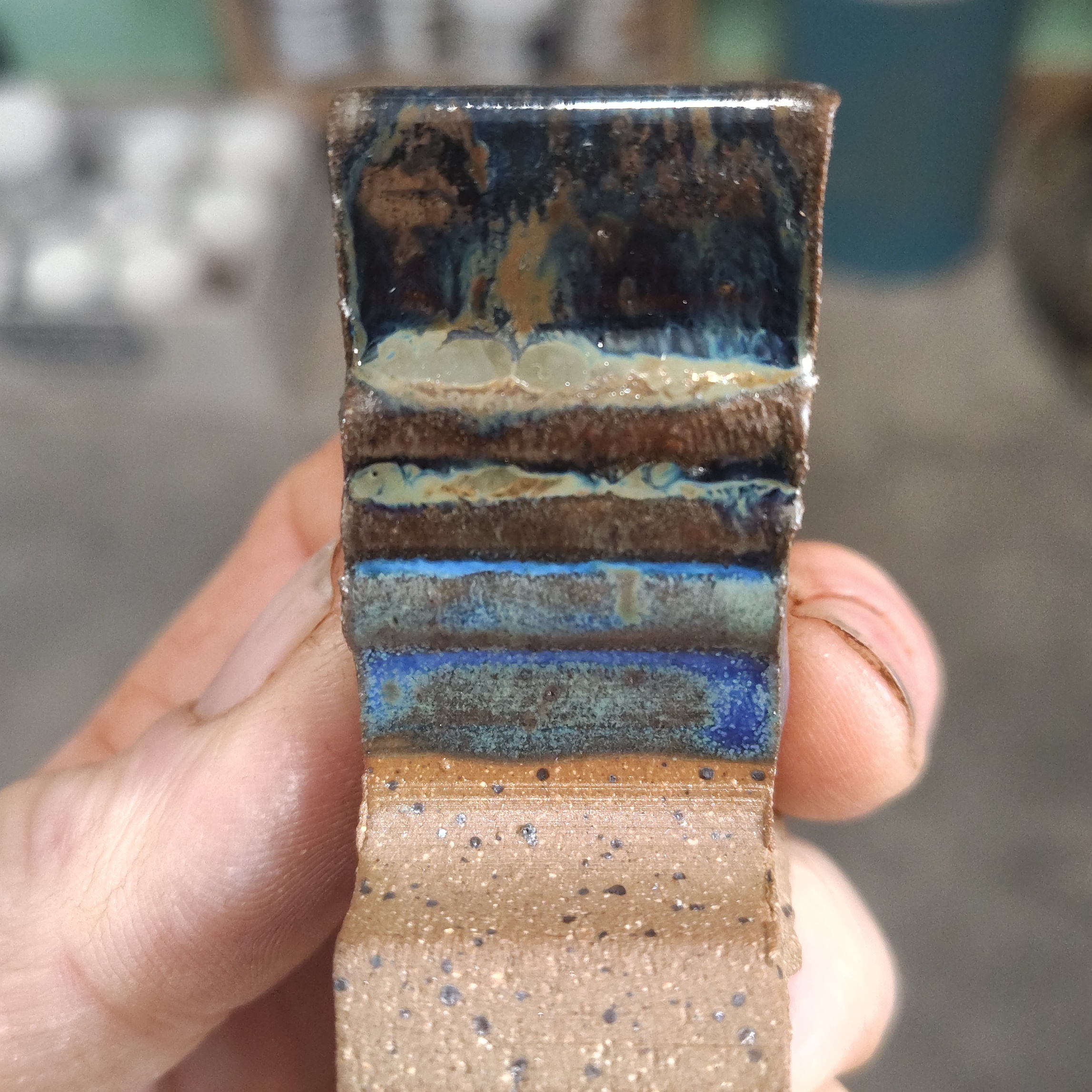 Tuscan blue under ancient Jasper | glazeshare